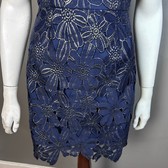 SAYLOR | Dresses | Saylor Fairy Dress Xs Crochet Flowers Blue Metallic ...